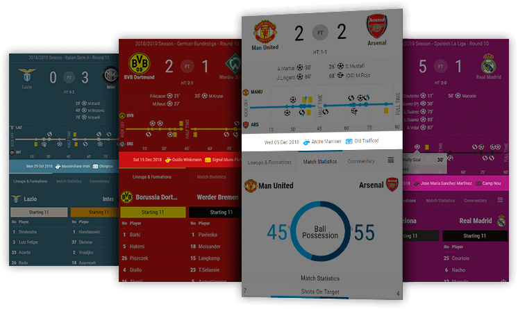 Soccer Matchinfo Widget, Livescore Data API XML Feed