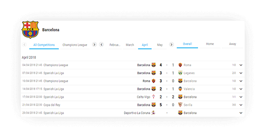 Soccer Team Schedules Widget, Soccer Team Fixtures API XML Feed
