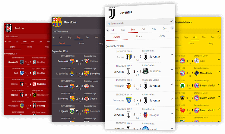 Soccer Team Schedules Widget, Soccer Team Fixtures API XML Feed